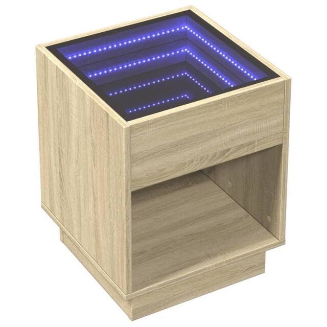 Berkfield Home Decorative Bedside Table with Infinity LED Sonoma Oak ...