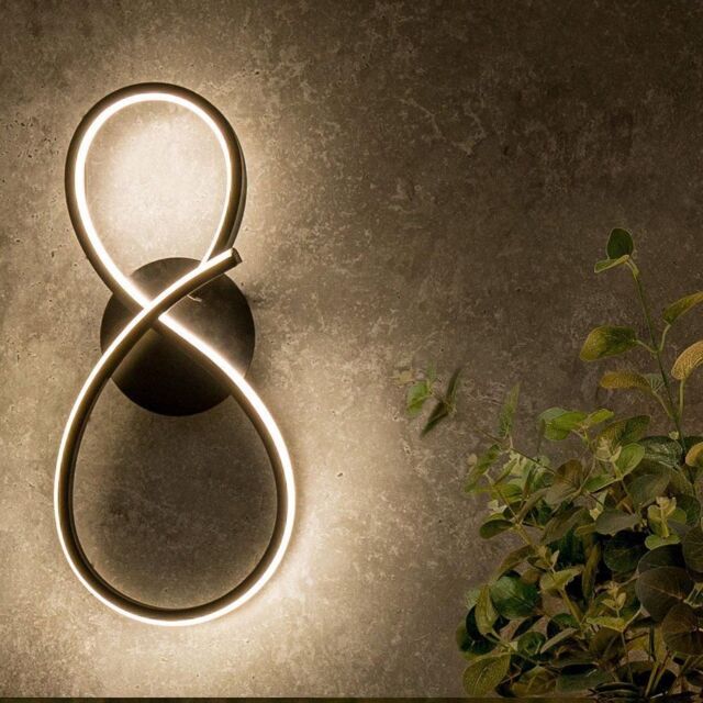 Infinity Matte Black Swirl IP44 Integrated LED Ceiling Wall Light by ...