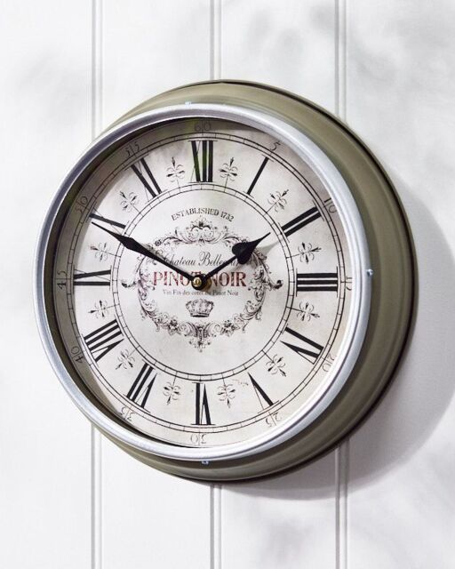 Vintage Style Sage Green Wall Clock Analogue Roman Decorative Clock by Debenhams | ufurnish.com