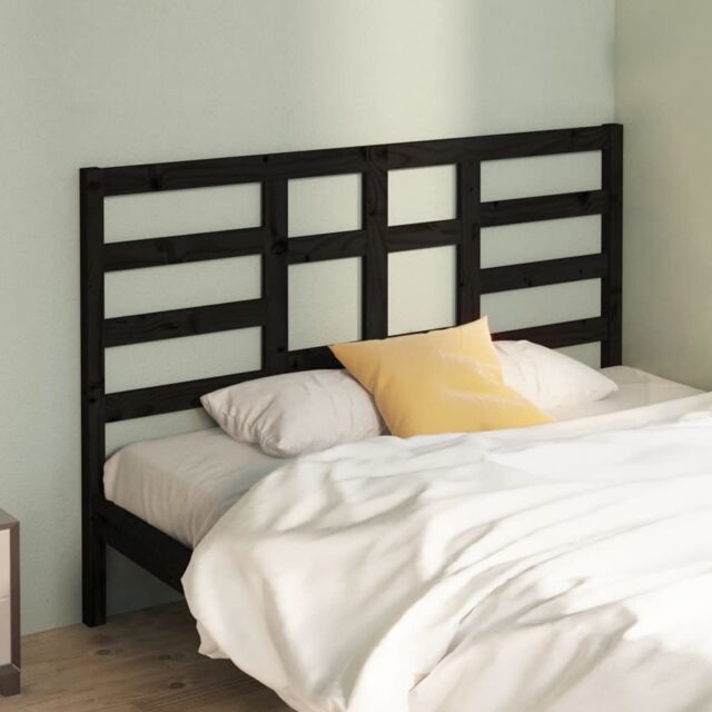 Berkfield Home Bed Headboard Black 146x4x104 cm Solid Wood Pine - Size ...