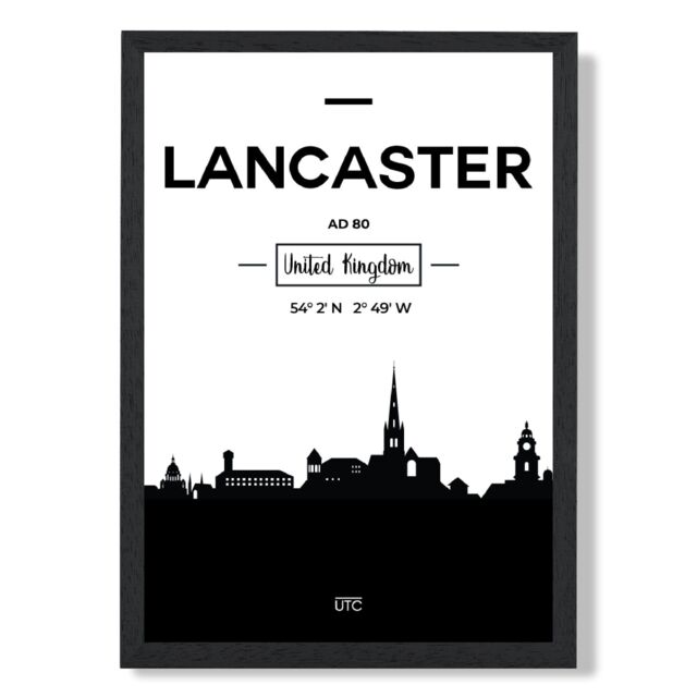 ARTZE Lancaster Black & White City Skyline Framed Print SIZE: A3 with ...