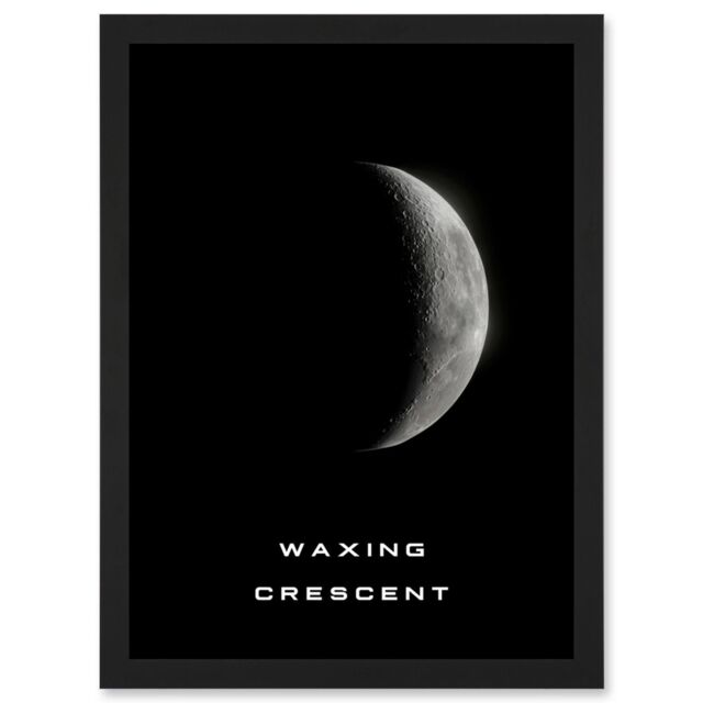 Phases of the Moon Astronomy Waxing Crescent Lunar Space Poster Artwork ...