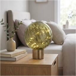 Albus Green Stripe Glass Desk & Table Lamp by Oliver Bonas | ufurnish.com