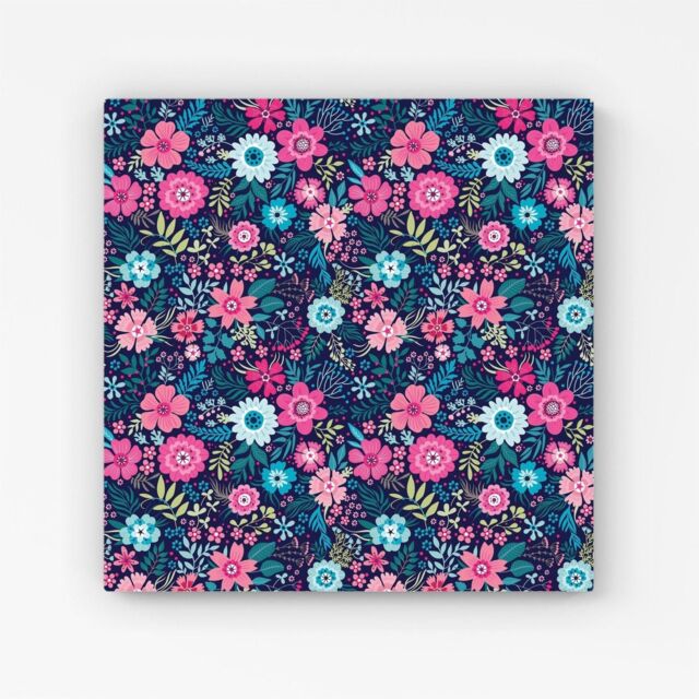 "Warren Reed - Designer Cute Colourful Flower Pattern Canvas in Blue ...