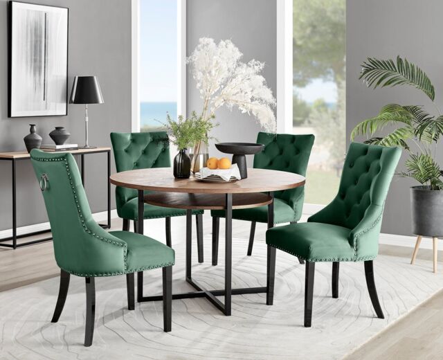 Adley Brown Wood Storage Dining Table & 4 Belgravia Black Leg Chairs by ...