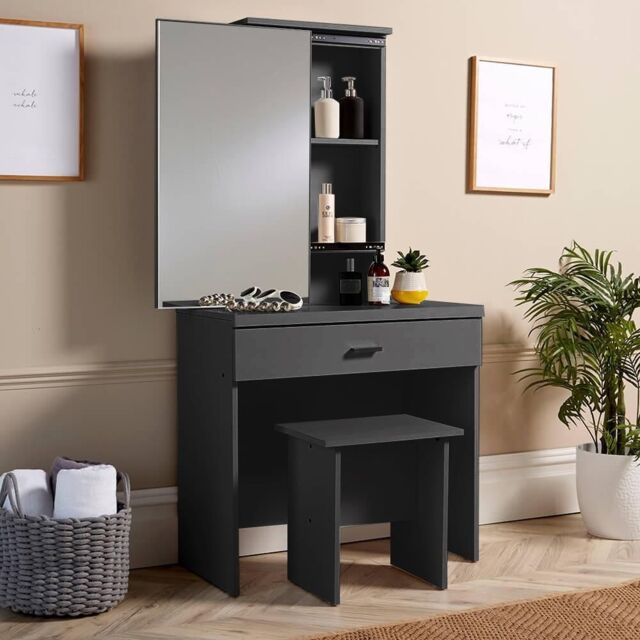 Makeup Dressing Table Set Sliding Storage Space Vanity Mirror Stool by ...