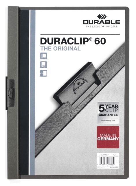 DURACLIP 60 Sheet Document Metal Clip File Folder - 25 Pack - A4 Grey ...