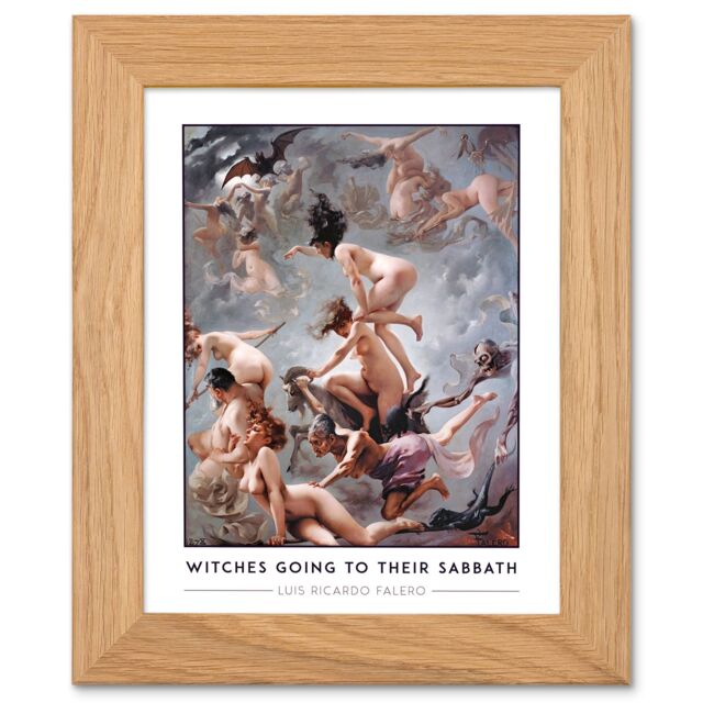 Luis Ricardo Falero Witches Going To Their Sabbath Art Oak Wood Framed ...