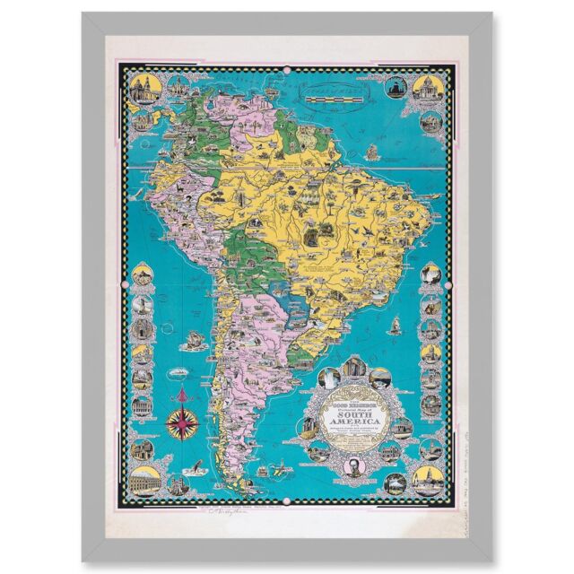 Chase 1942 Pictorial Map South America Historic Monuments Buildings ...