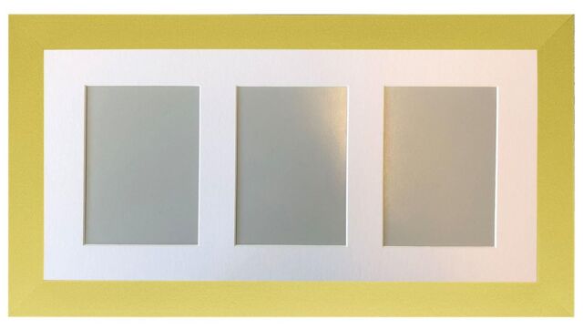Frames & Mirrors 4U Metro Gold Frame with White Mount for 3 Image Sizes ...