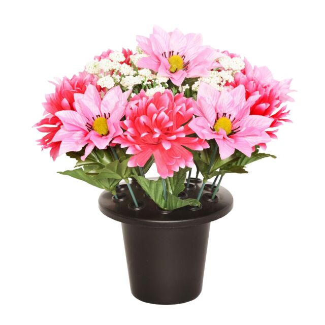 Sincere Floral Artificial Flower Memorial Graveside Rose Bowl in Pink ...
