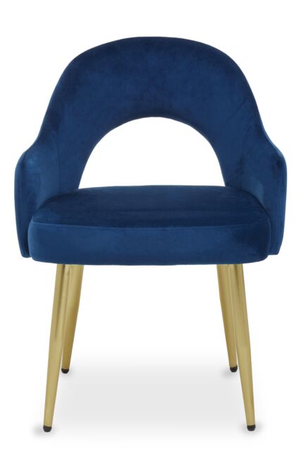 Midnight Velvet Dining Chair, Luxury Blue Velvet Dining Chair, Comfy ...