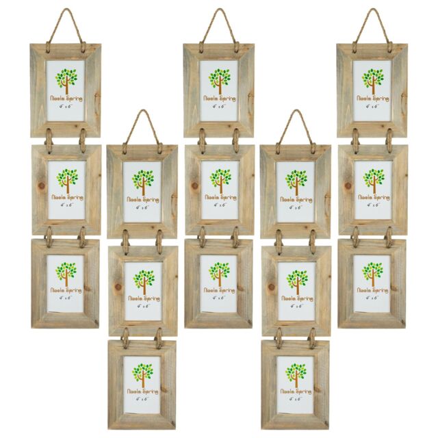 "Nicola Spring Rustic Wooden Hanging 3 Photo Frames - 4 x 6"" - Natural ...