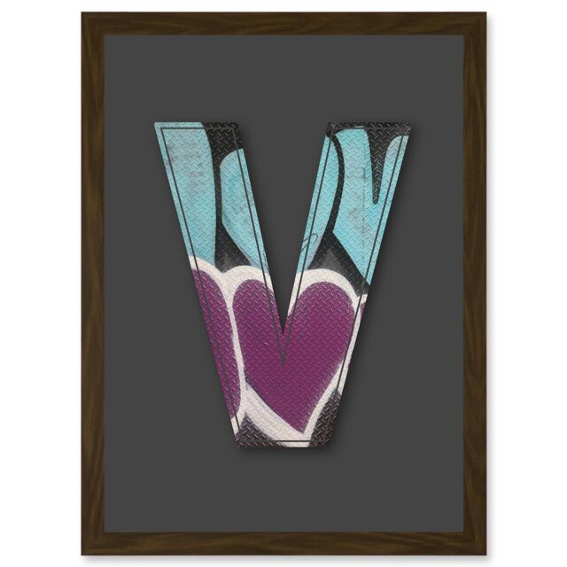 Letter V Love Metal Effect NYC Decorative Graffiti Mural Alphabet ...