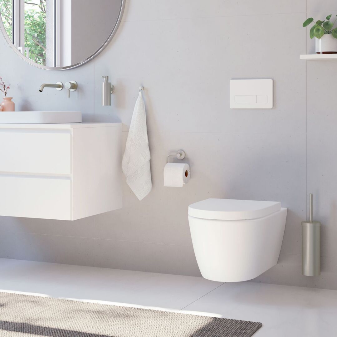 Brushed Nickel Wall Mounted Toilet Brush and Container by Debenhams ufurnish
