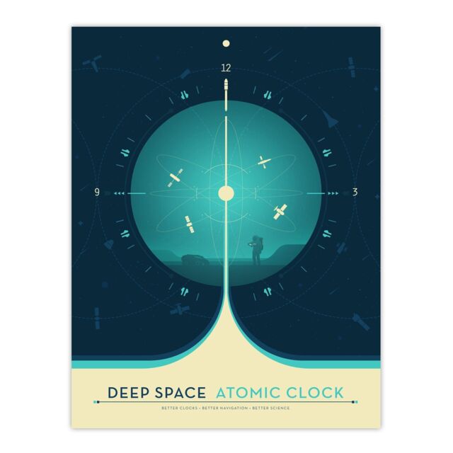 Wall Art Print Deep Space Atomic Clock Blue Earth Orbit Spacecraft ...
