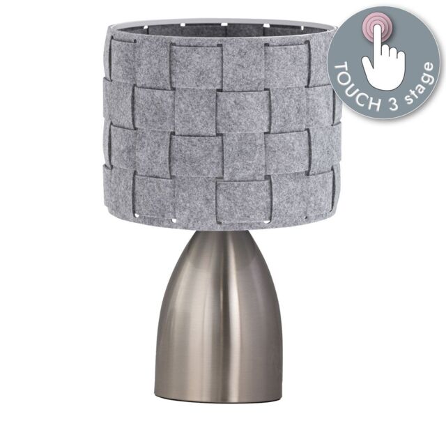 Valentina - Brushed Chrome Touch Lamp with Grey Felt Shade by Debenhams ...