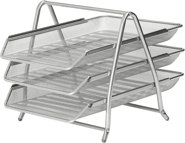 3 Tier Letter Tray A4 Mesh Filing Trays Holder Desktop Document Paper ...