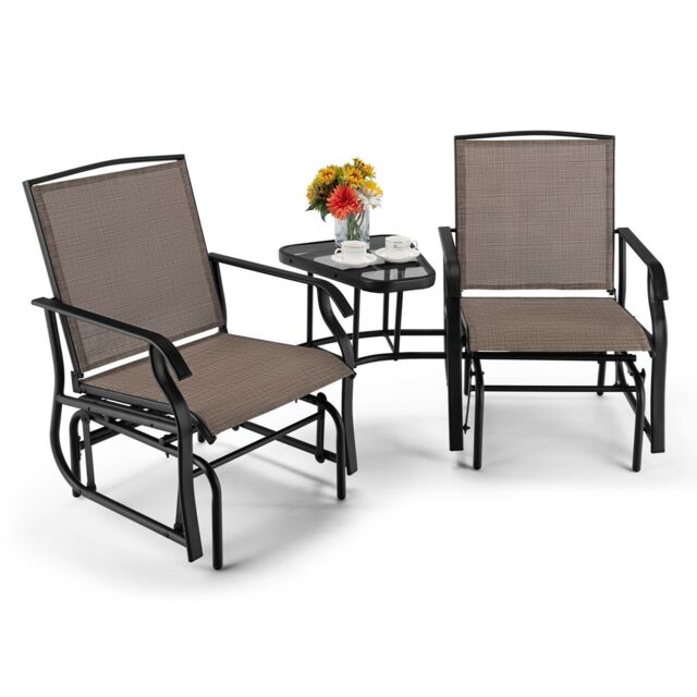 3PCS Rocking Chair & Table Set Garden Bistro Set Glider Rocker W ...