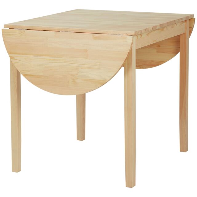 Foldable Dining Table, Solid Wood Drop Leaf Table, Natural by Debenhams | ufurnish.com