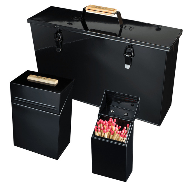 Ash Carrier Box, Firelighter Storage Box and Match Holder Set in Black ...