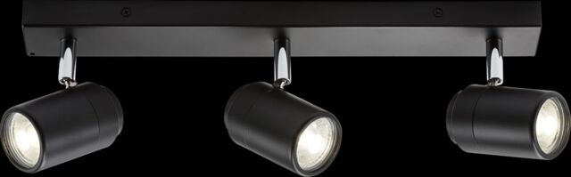 Netlighting GU10 Triple Bar Spotlight Matt Black 230V IP44 20W by ...