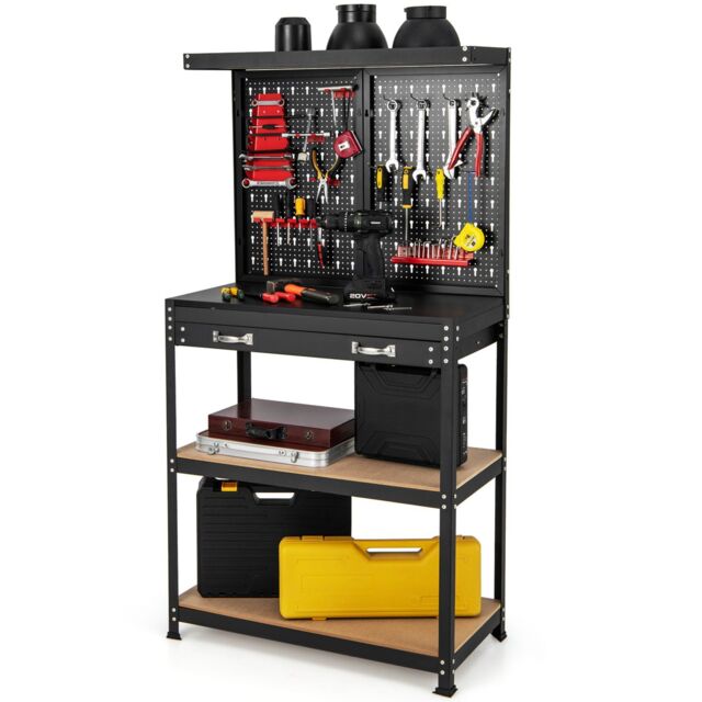 Tool Storage Workbench w/Pegboard Tool Organization Work Table w ...