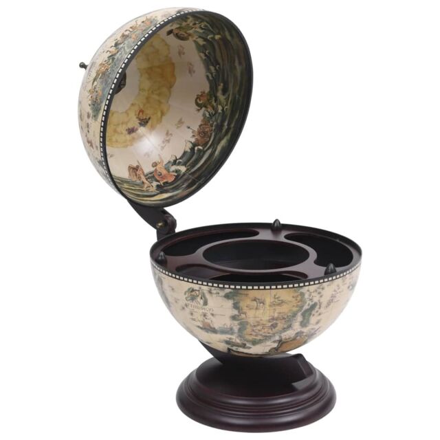 Berkfield Home Tabletop Globe Bar Wine Stand Eucalyptus Wood White by ...