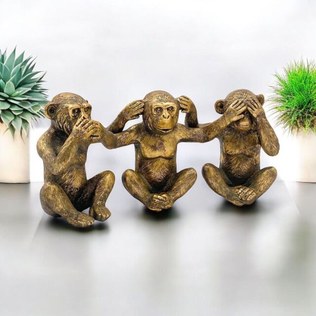 Gold Three Wise Monkeys Ornament by Debenhams | ufurnish.com
