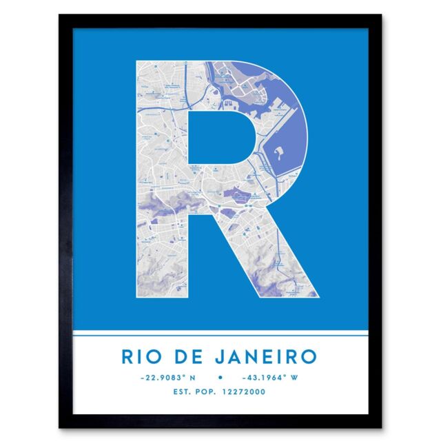 Wall Art Print Rio de Janeiro Brazil City Map Modern Typography Stylish ...