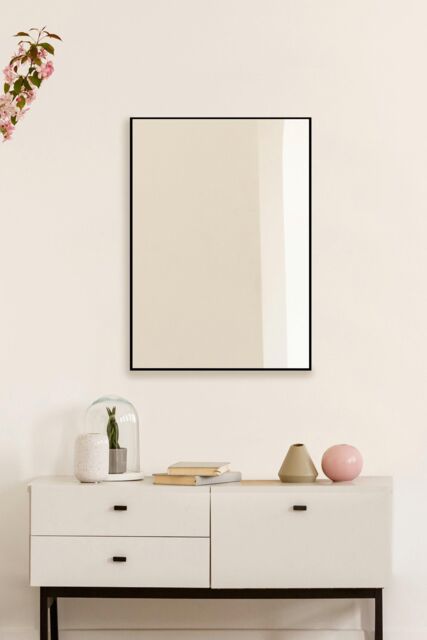 Andrew Gerard Mirrors Amos Black Industrial Rectangular Metal Wall ...