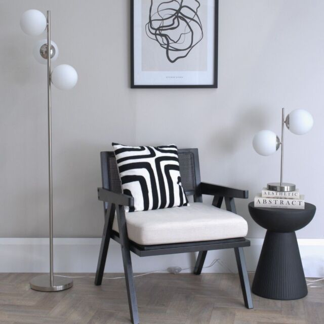 ValueLights Jas Opal White Frosted Glass Globe Shades 3 Way Floor Lamp ...