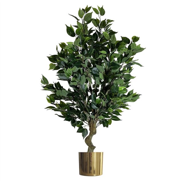 Leaf 100cm Realistic Artificial Ficus Tree / Plant Bush Ficus Gold ...