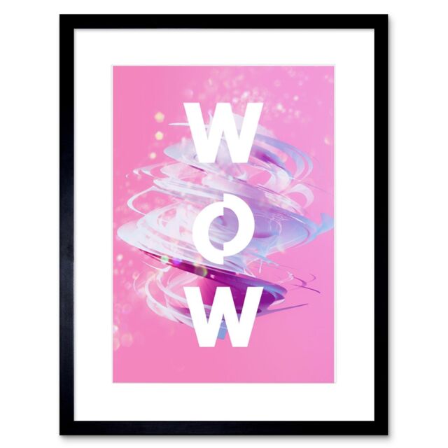 Wall Art Print Wow Abstract Swirl Colourful Bold Typography Framed Art ...