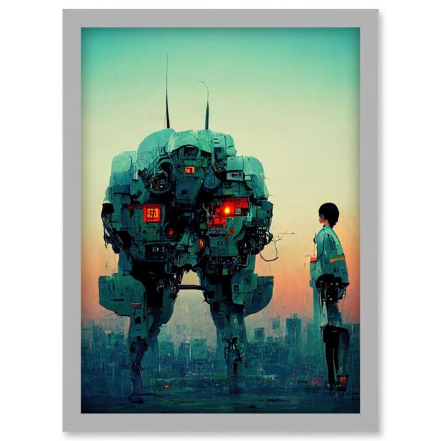 Mecha Japan Illustration Sci-Fi Anime Artwork Framed Wall Art Print A4 ...