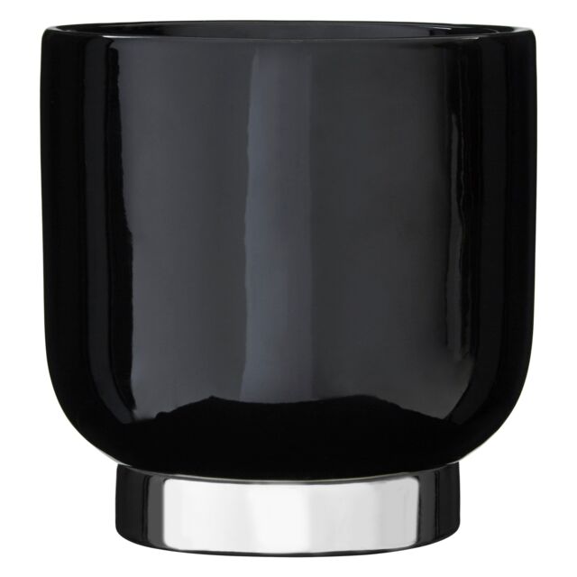 Callie Black Small Planter With Silver Finish Base by Debenhams | ufurnish.com