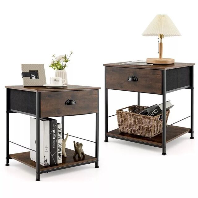 3 Tier Wooden Bedside Tables Set of 2 by Debenhams | ufurnish.com