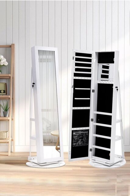 360° Rotating Lockable Jewelry Storage Cabinet With Full Mirror by ...