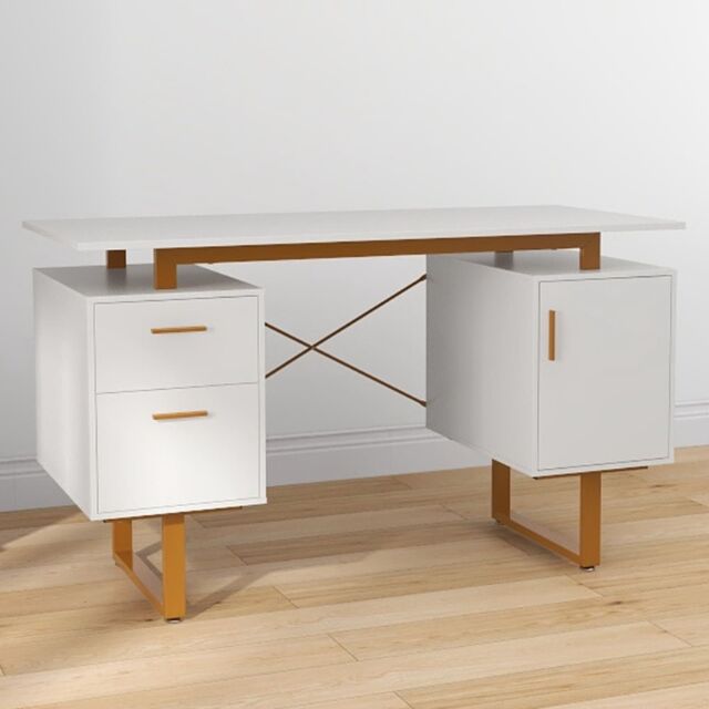 Computer Desk Home Office Desk with Floating Desktop-White by Debenhams ...