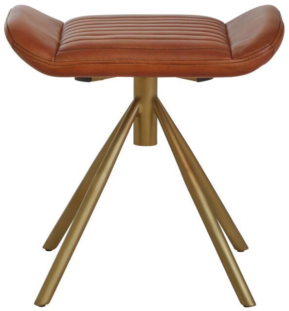 Orsina Tan Leather Footstool, Genuine Buffalo Leather Seat With Channel ...
