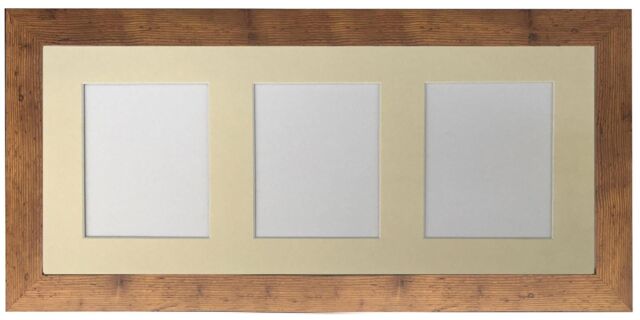 Metro Vintage Wood Frame with Ivory Mount for 3 Image Sizes 7 x 5 Inch ...