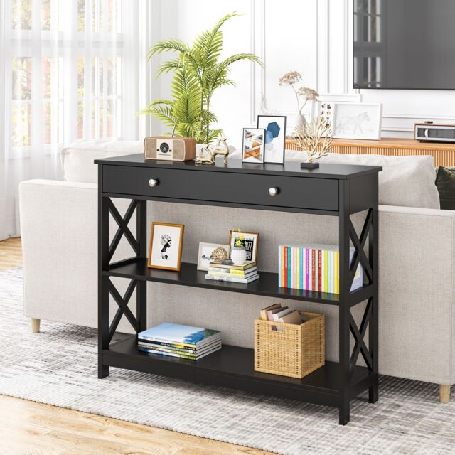 3 Tiers Console Table X Design Hallway Storage Cabinet Sofa Side Table ...
