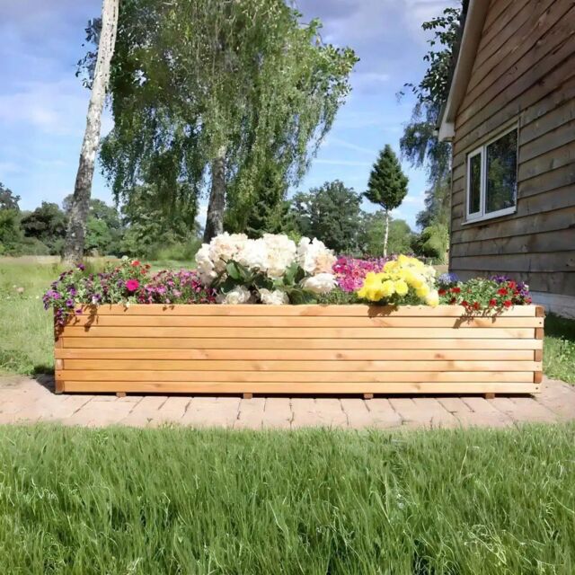 Woven Wood 2m Pine Raised Trough Garden Planter in Natural by Debenhams ...