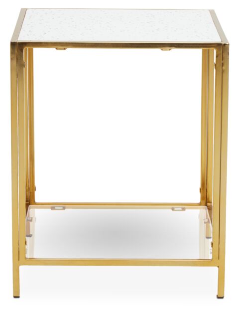 Orsina Glass & Gold Frame Side Table, Modern Side Table with Terrazzo ...