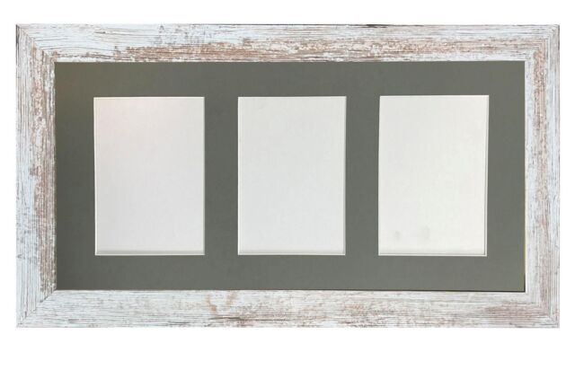 Frames & Mirrors 4U Metro Distressed White Frame with Dark Grey Mount ...