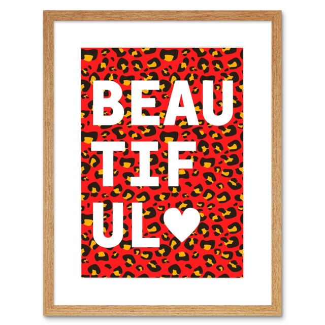 Wall Art Print Leopard Words Beautiful Framed by Debenhams | ufurnish.com