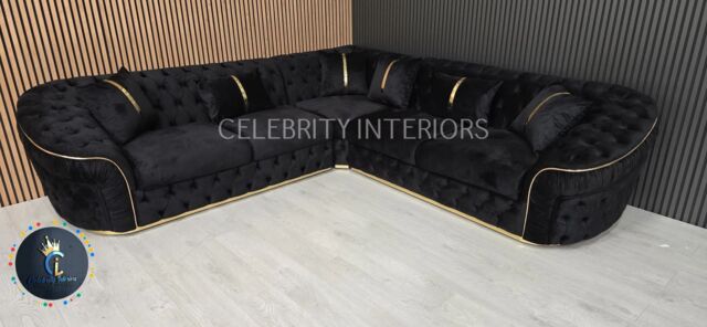 Ambassador Corner 270cm x 270cm Sofa In Black & Gold by Debenhams ...