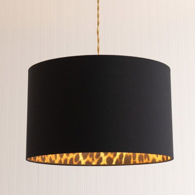 Oasis Black with Leopard Print Inner Drum Ceiling Lamp Shade and Bulb ...
