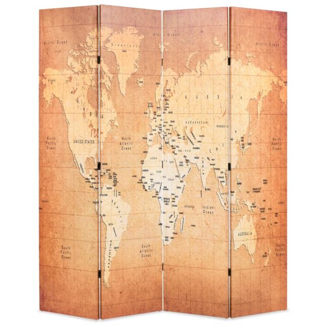 Berkfield Home Folding Room Divider 160x170 cm World Map Yellow by ...
