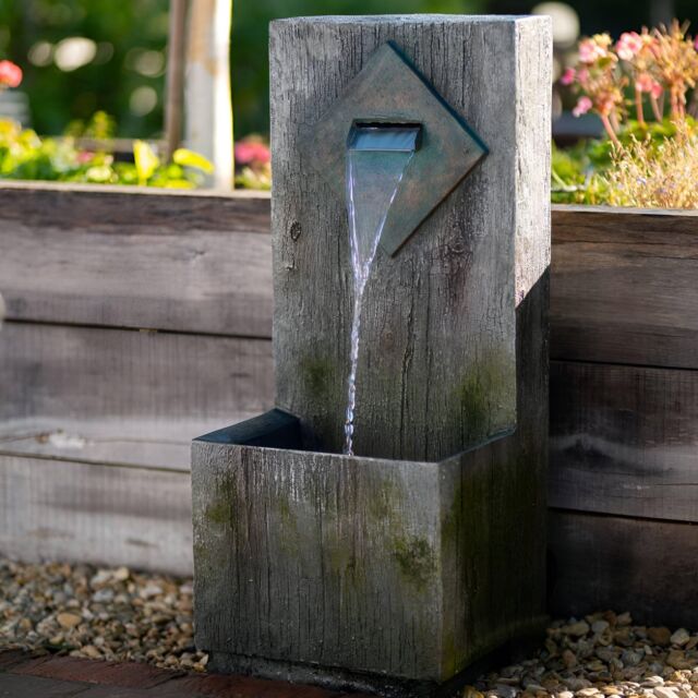 Rustic Wooden Effect Cascading Water Feature Self Contained 82cm by ...